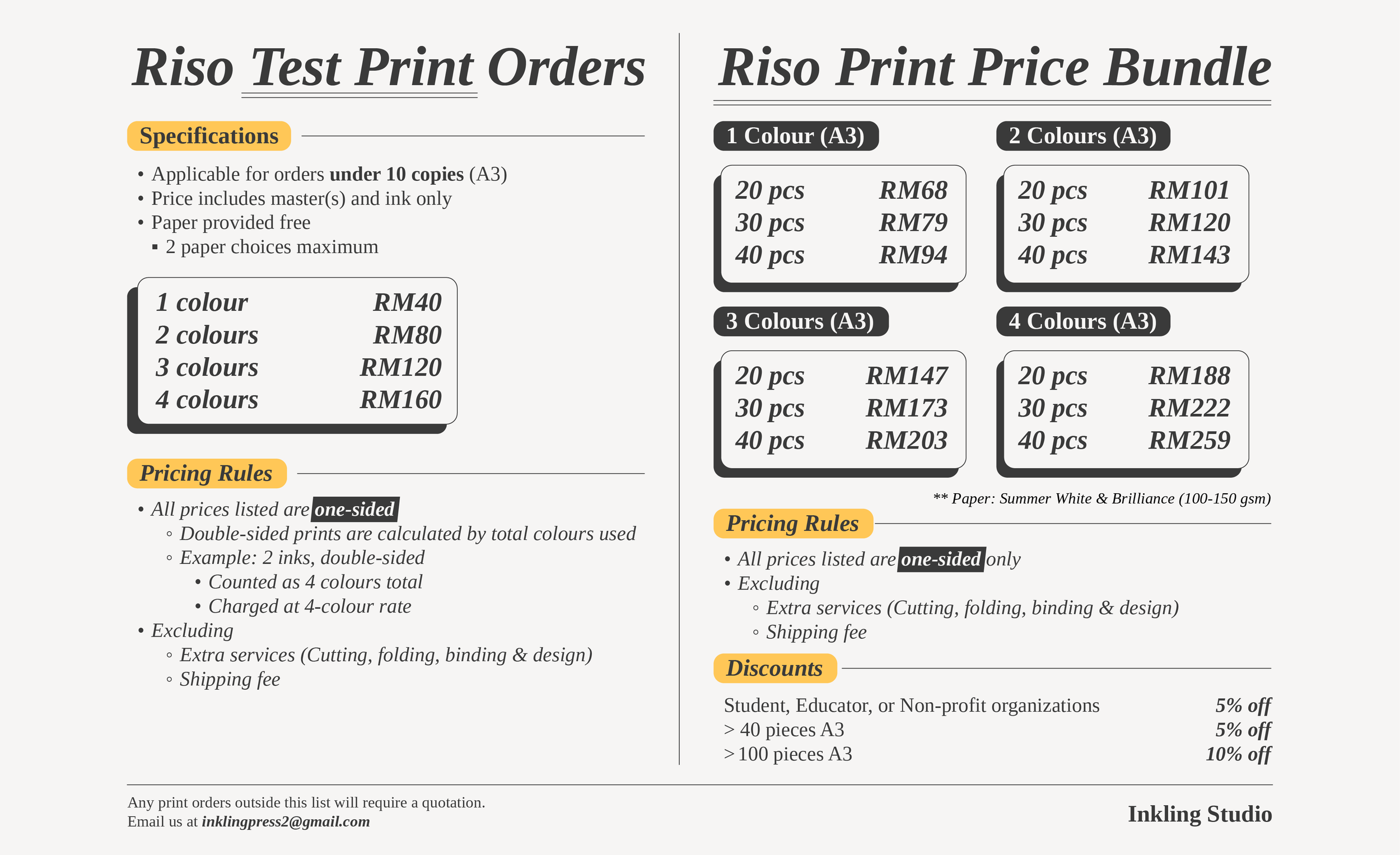 Pricing – Inkling Studio